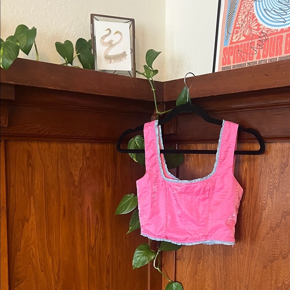 Dolls Kill | Tops | Dolls Kill Pink Tank Top With Blue Trim Corset ...